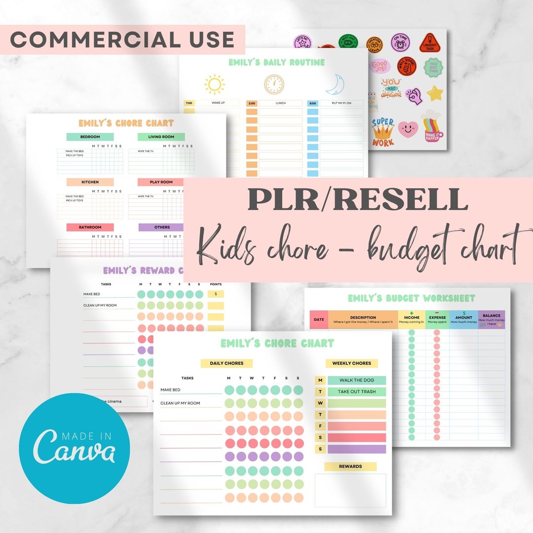 PLR Kids Chore Schedule, Plr Kids Cleaning Checklist, PLR Family Chore ...
