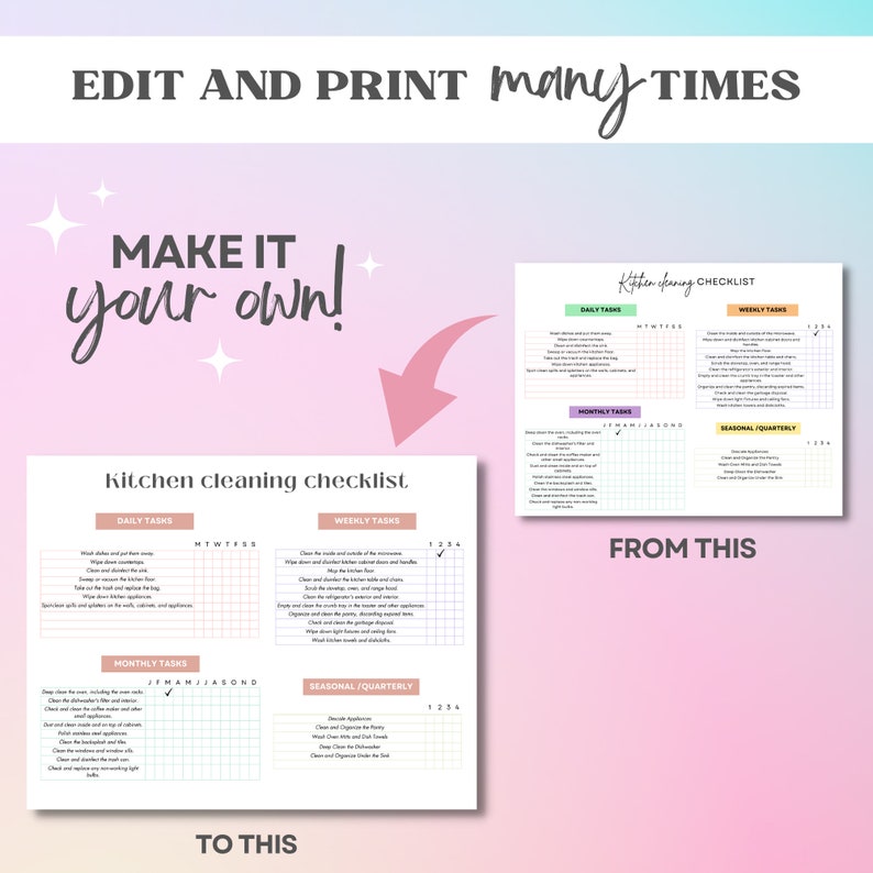 Cleaning Checklist Bundle, Cleaning Checklist, Family Chore Chart, Kid ...