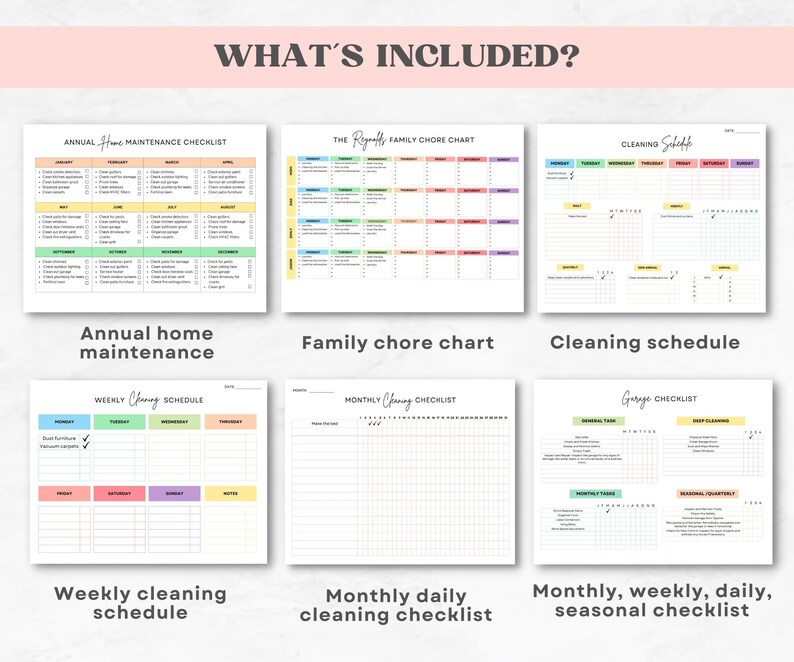 Cleaning Checklist, Adult Cleaning Checklist, Family Chore Chart ...