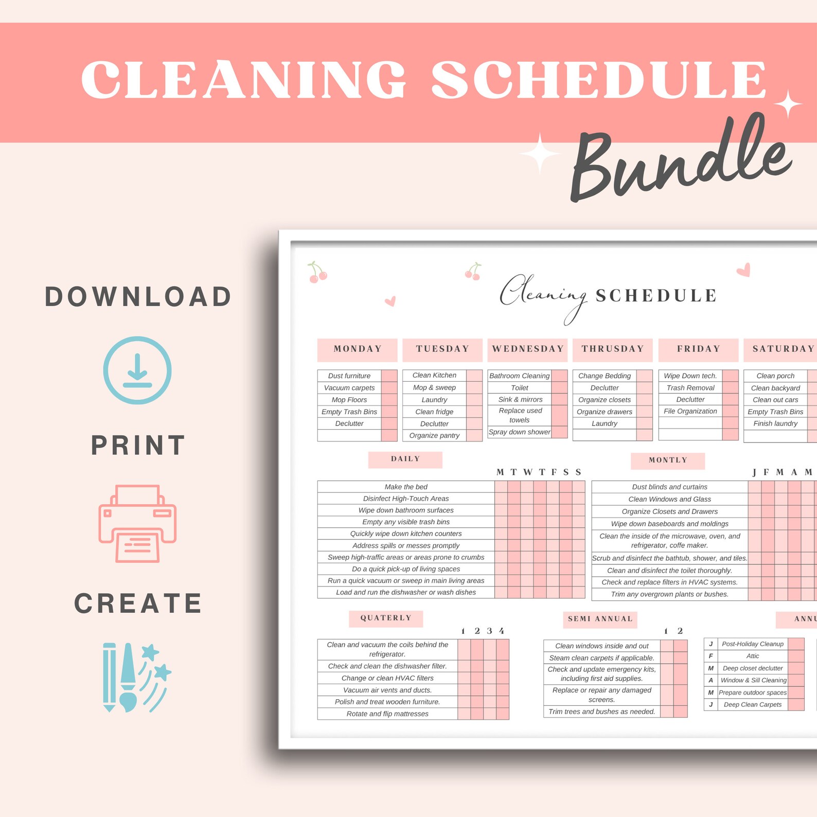 Coquette Cleaning Checklist, Adult Cleaning Checklist, Family Chore ...