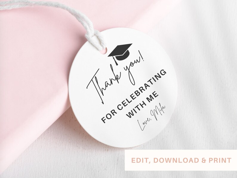 Graduation Thank You Tag. Graduation Tag Template. Graduation Label ...