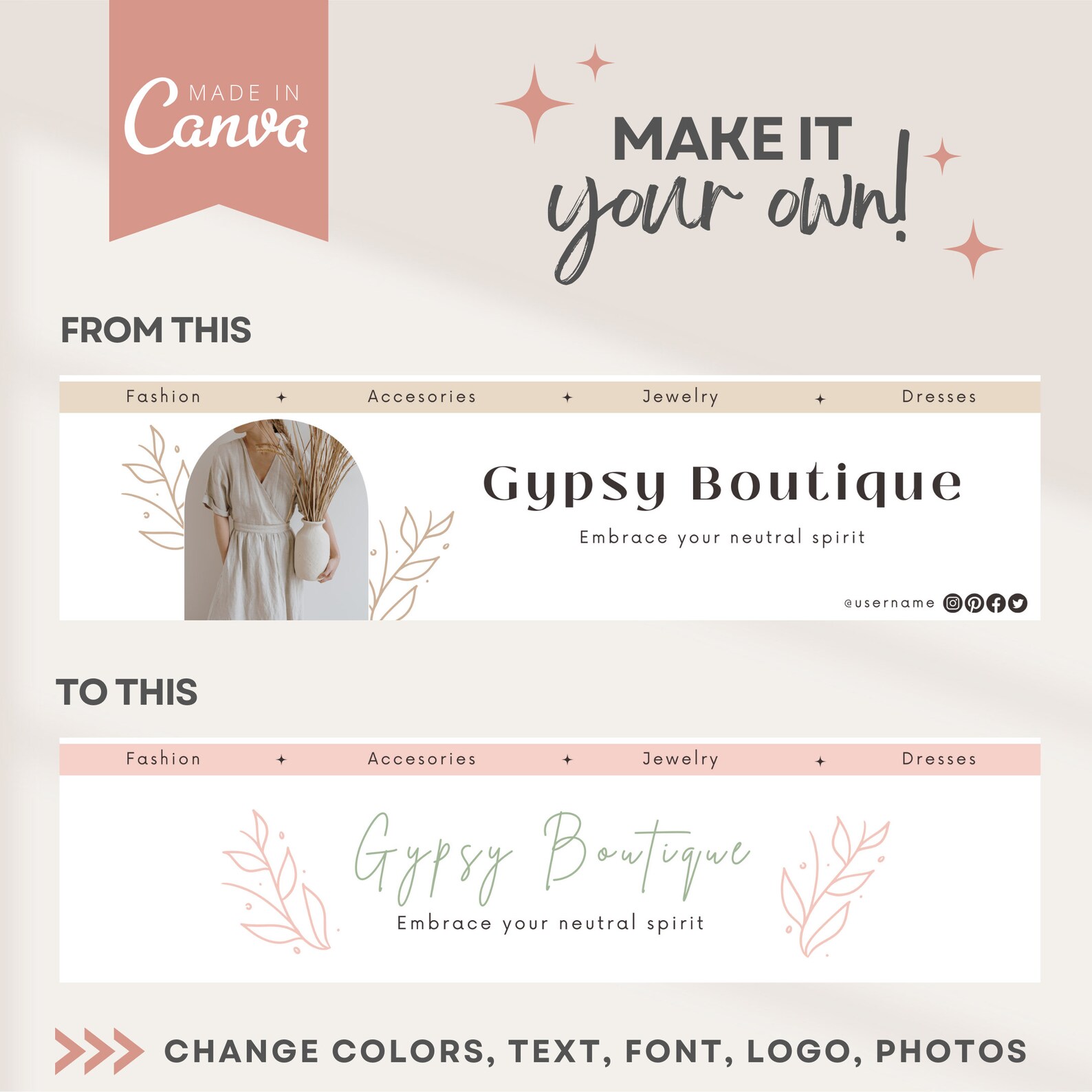 Etsy Shop Banner Kit - Minimalist Etsy Shop Kit - Etsy Banner Template ...