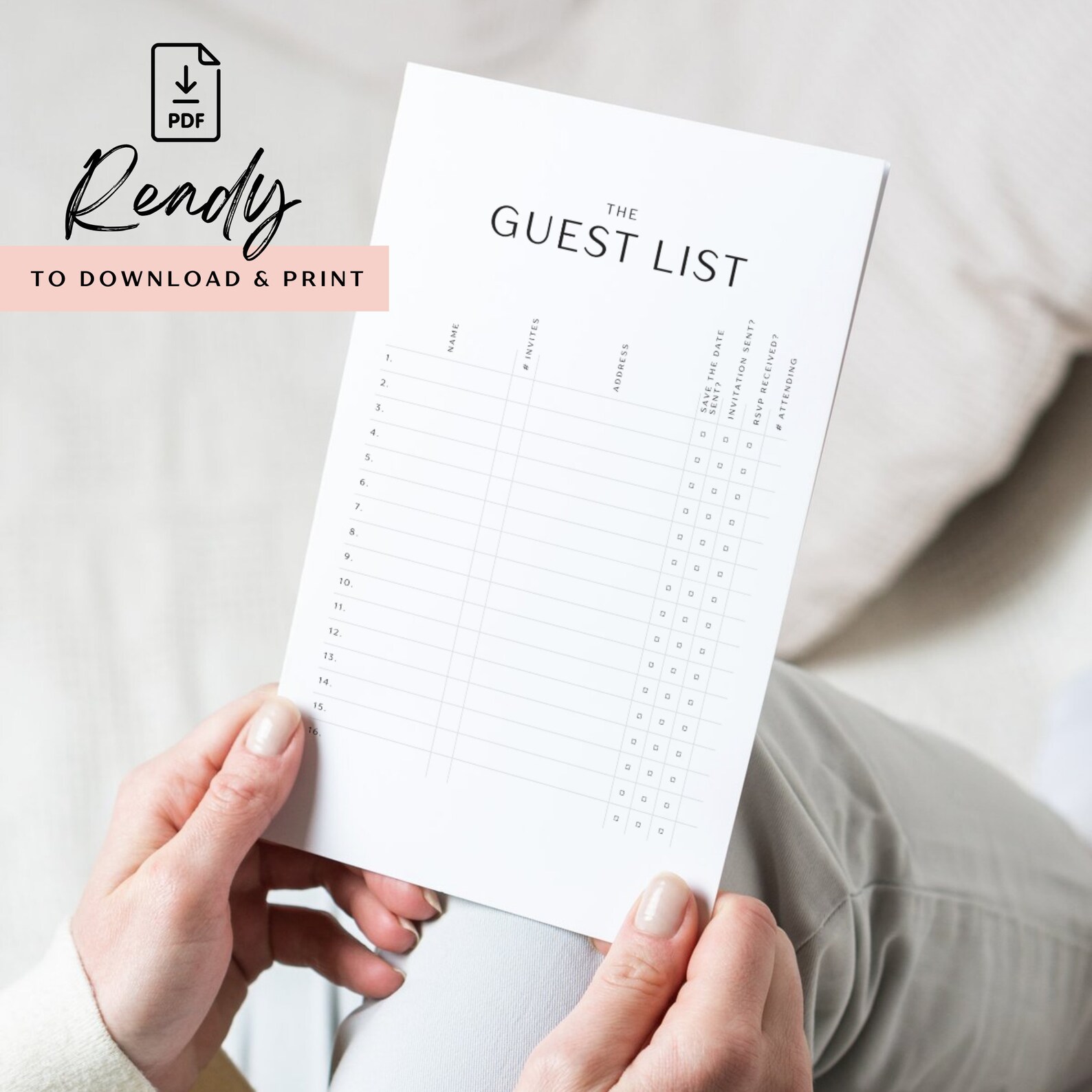 Guest List Planner Customizable Guest List Chart for Events Guest List ...