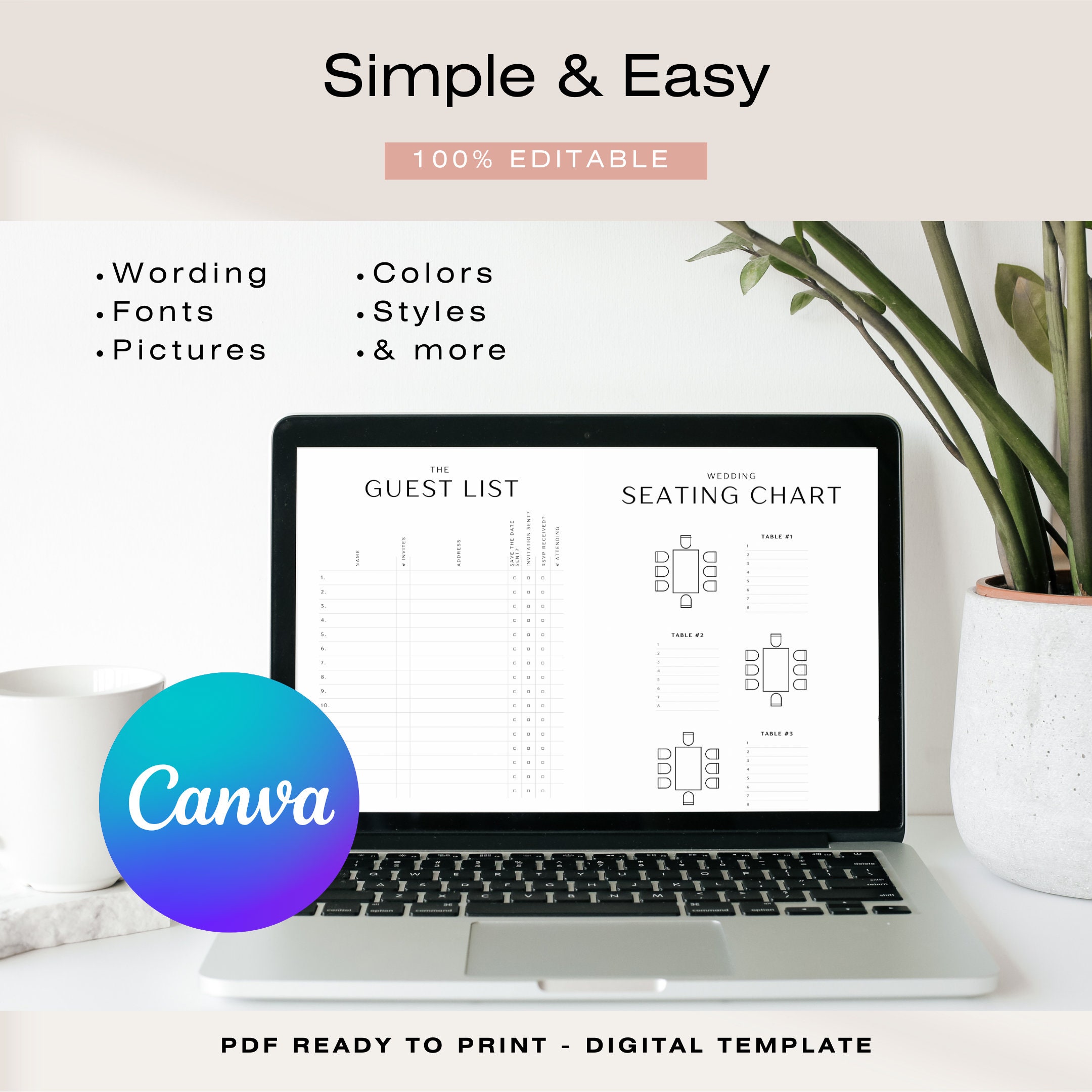 Guest List Planner Customizable Guest List Chart for Events Guest List ...