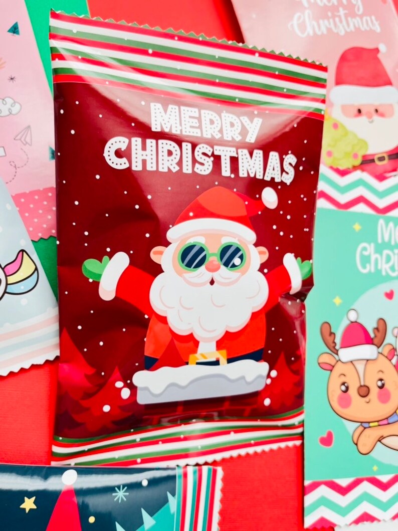 Editable Christmas Chip Bag Wrappers Christmas Party Favor for Kids ...