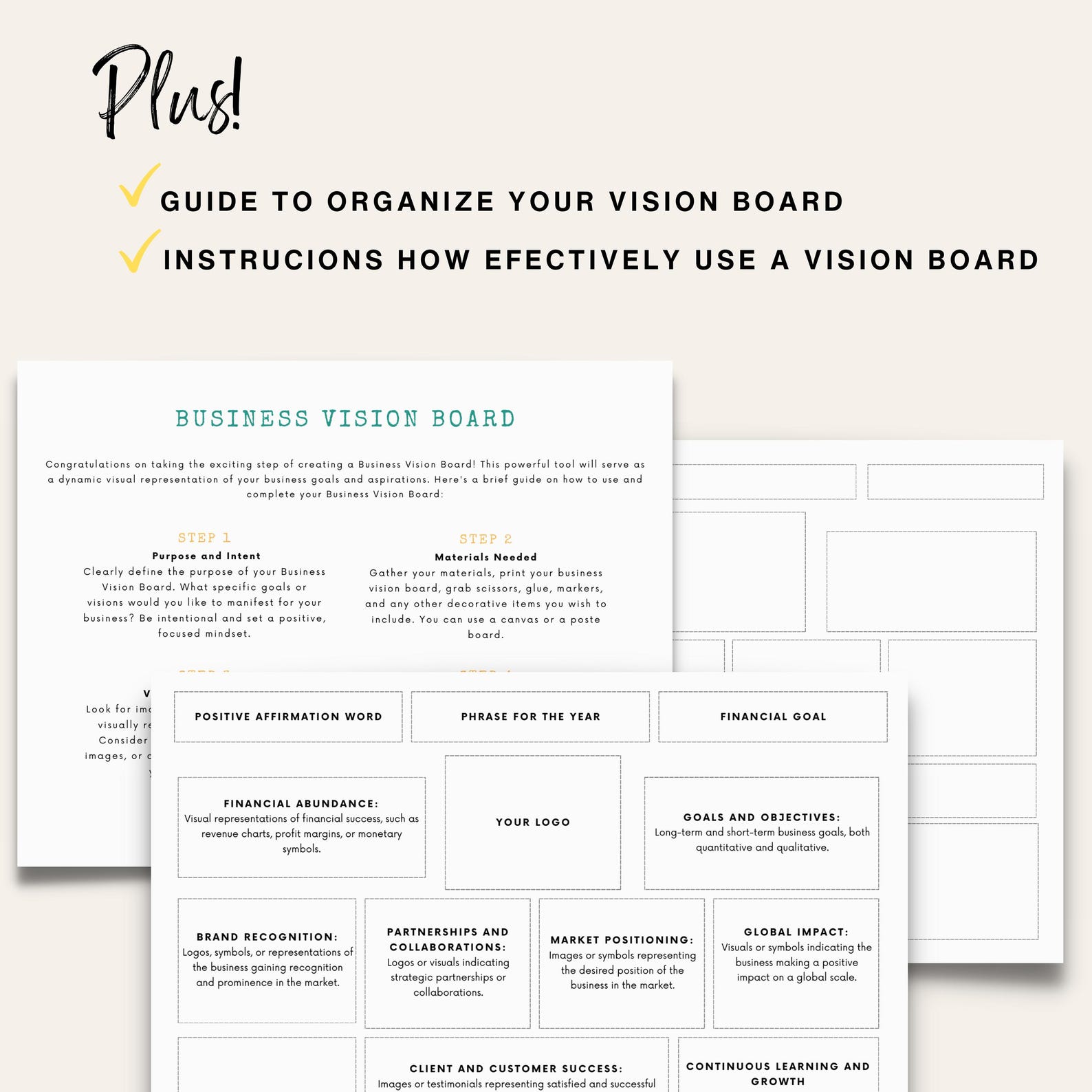 Entrepreneur Vision Board Kit Business Vision Board Template Business ...