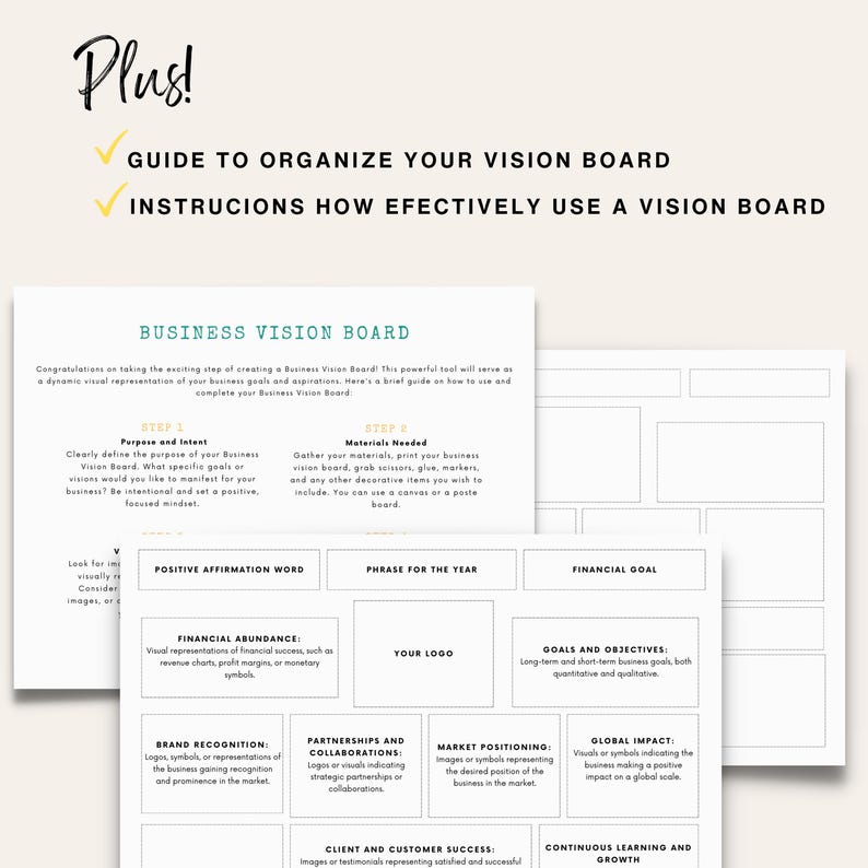 Entrepreneur Vision Board Kit Business Vision Board Template Business ...
