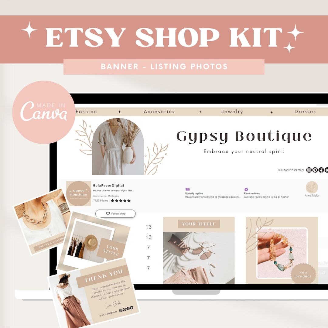 Etsy Shop Banner - Neutral Etsy Shop Kit - Etsy Shop Banner Template ...