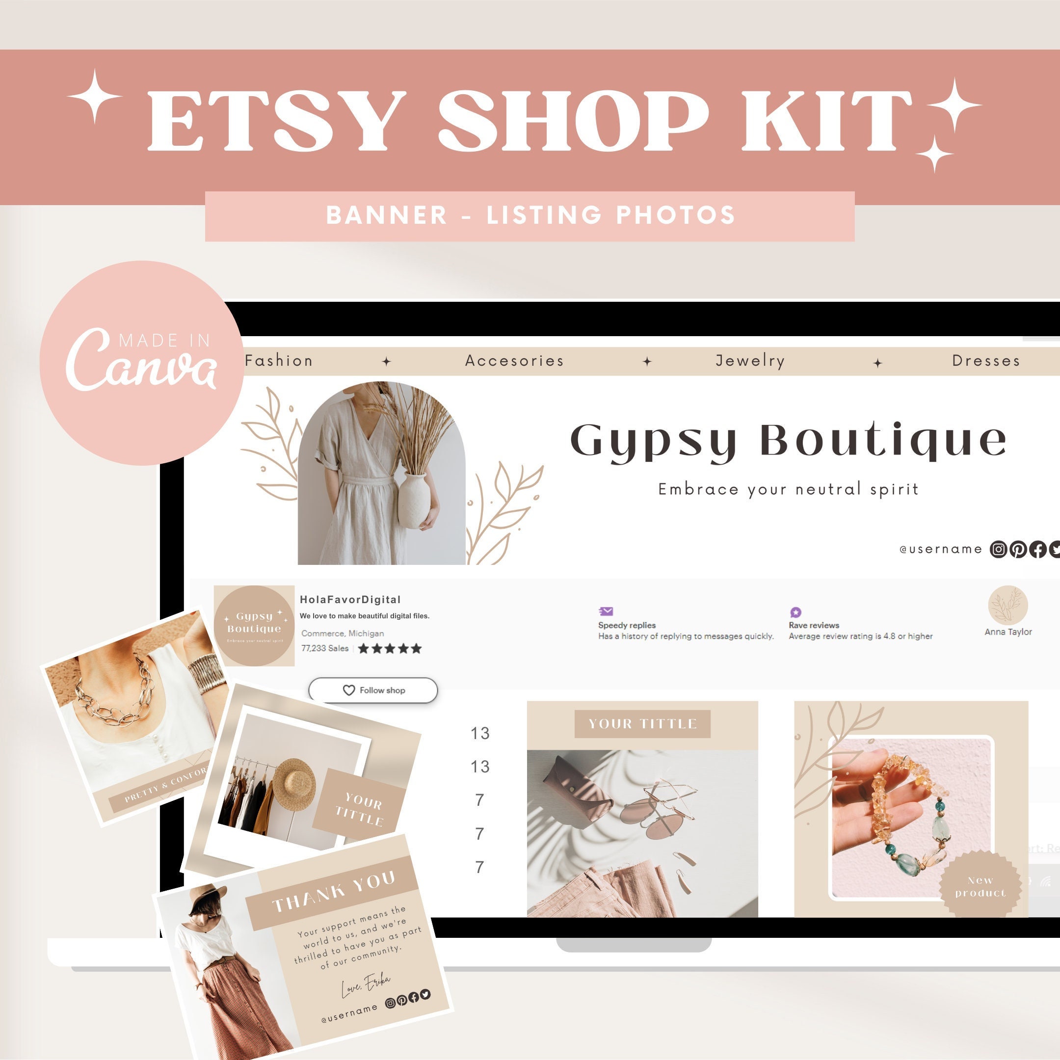 Etsy Shop Banner - Neutral Etsy Shop Kit - Etsy Shop Banner Template ...