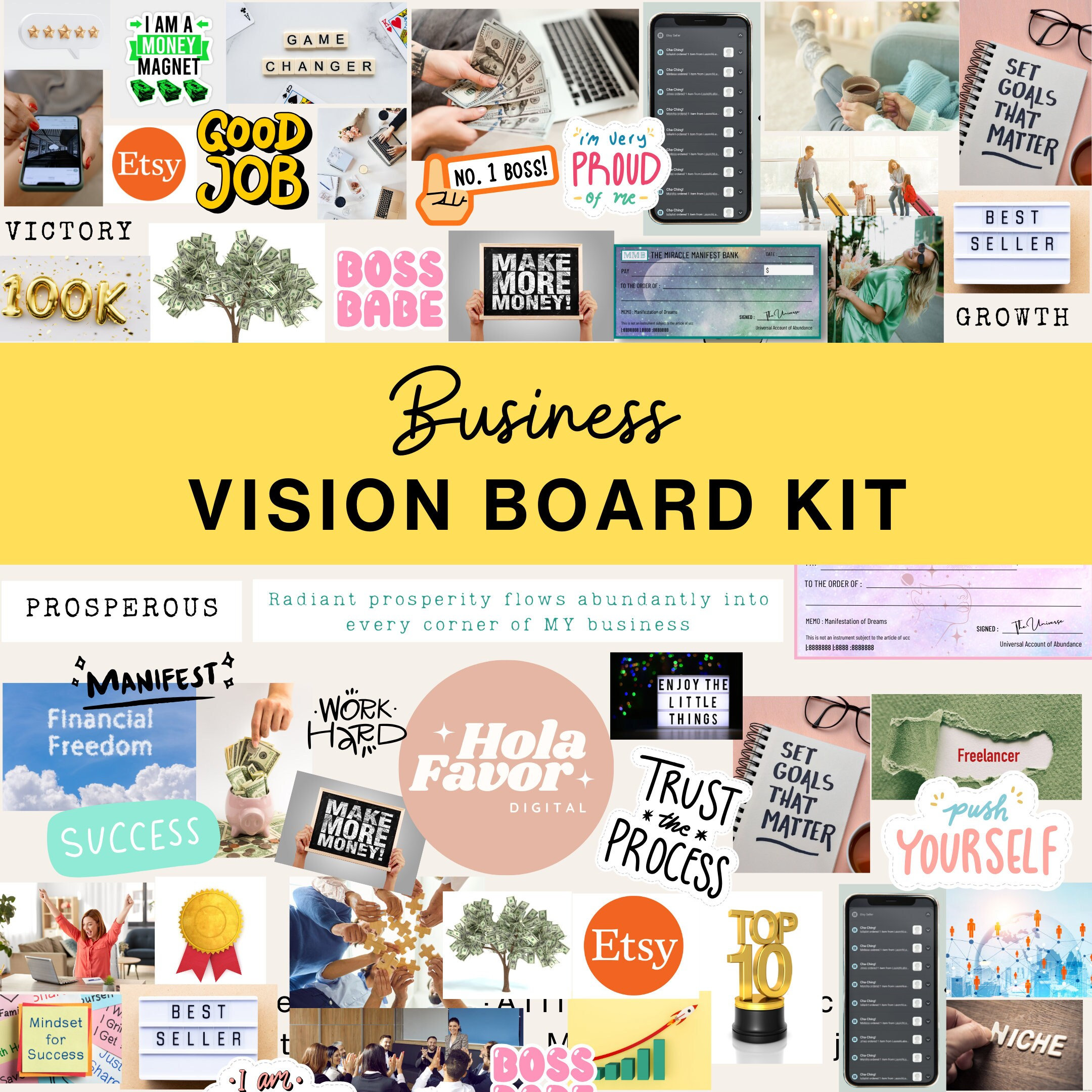 Entrepreneur Vision Board Kit Business Vision Board Template Business ...