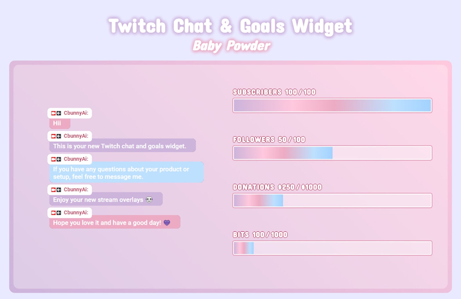 Baby Powder Chat and Goal Widget for Stream - Twitch - Etsy