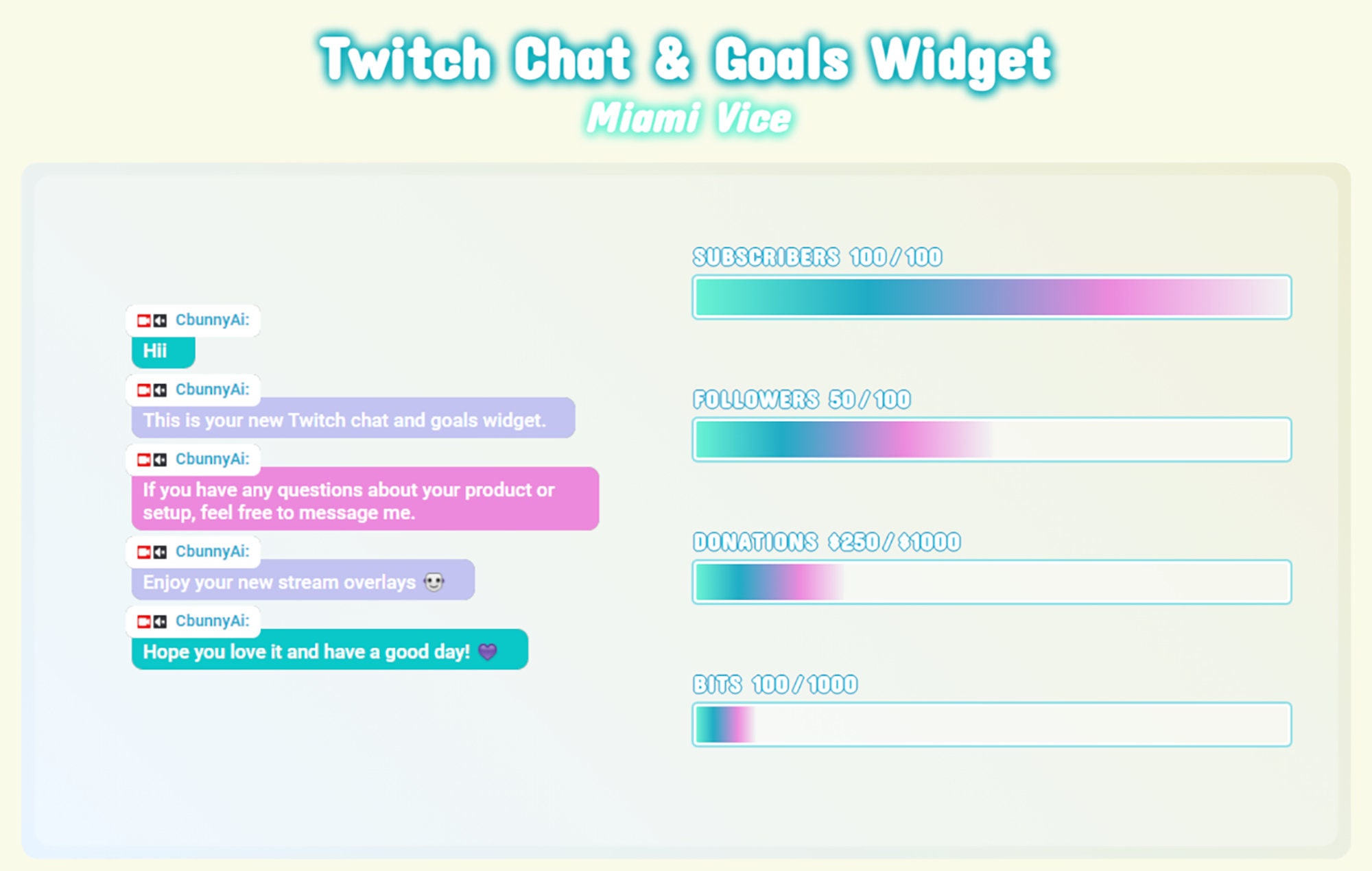 Miami Vice Chat and Goal Widget for Stream Twitch - Etsy