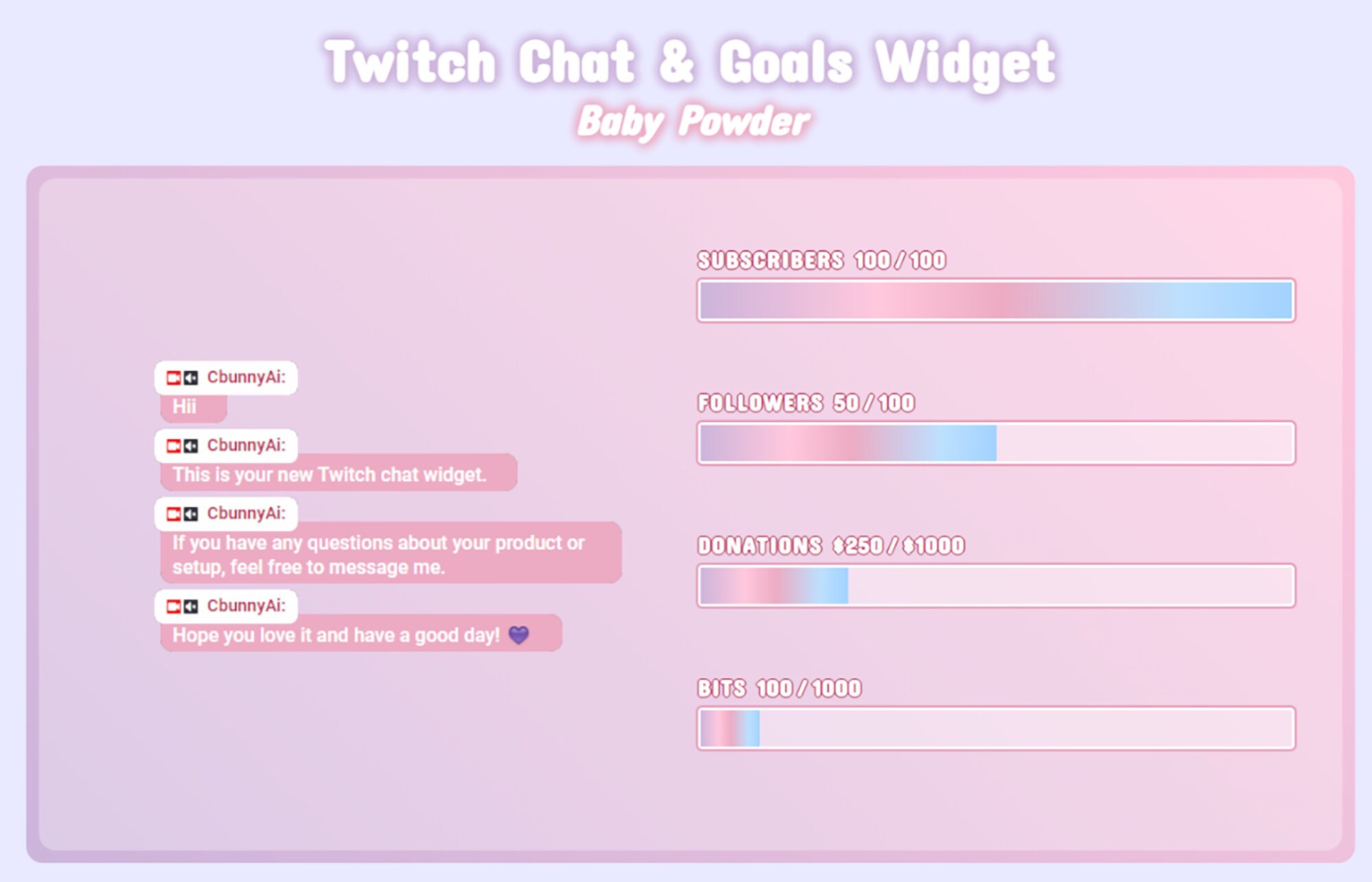 Baby Powder Chat and Goal Widget for Stream Twitch - Etsy UK