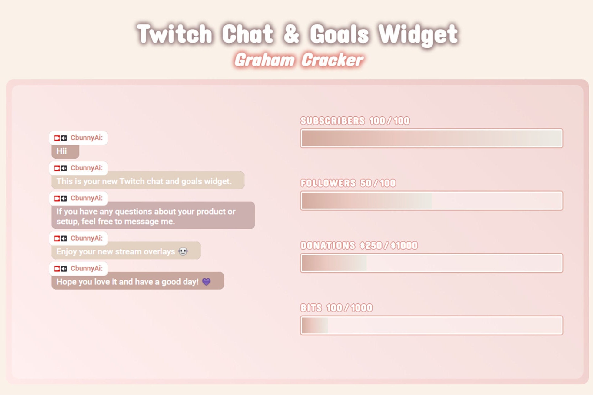 Graham Cracker Chat and Goal Widget for Stream Twitch - Etsy