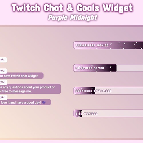 Animated Purple Midnight Chat and Goal Widget for Stream - Etsy