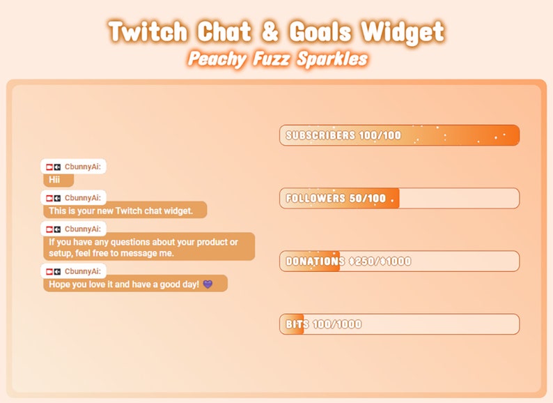 Animated Peachy Fuzz Sparkles Chat and Goal Widget for Stream - Twitch ...