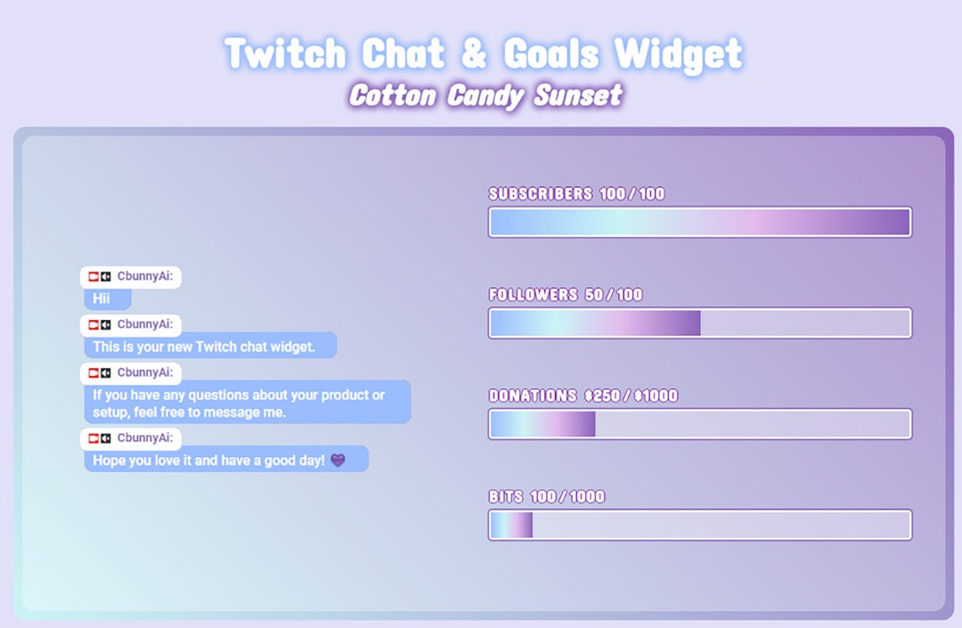 Cotton Candy Sunset Chat and Goal Widget for Stream - Twitch - Etsy