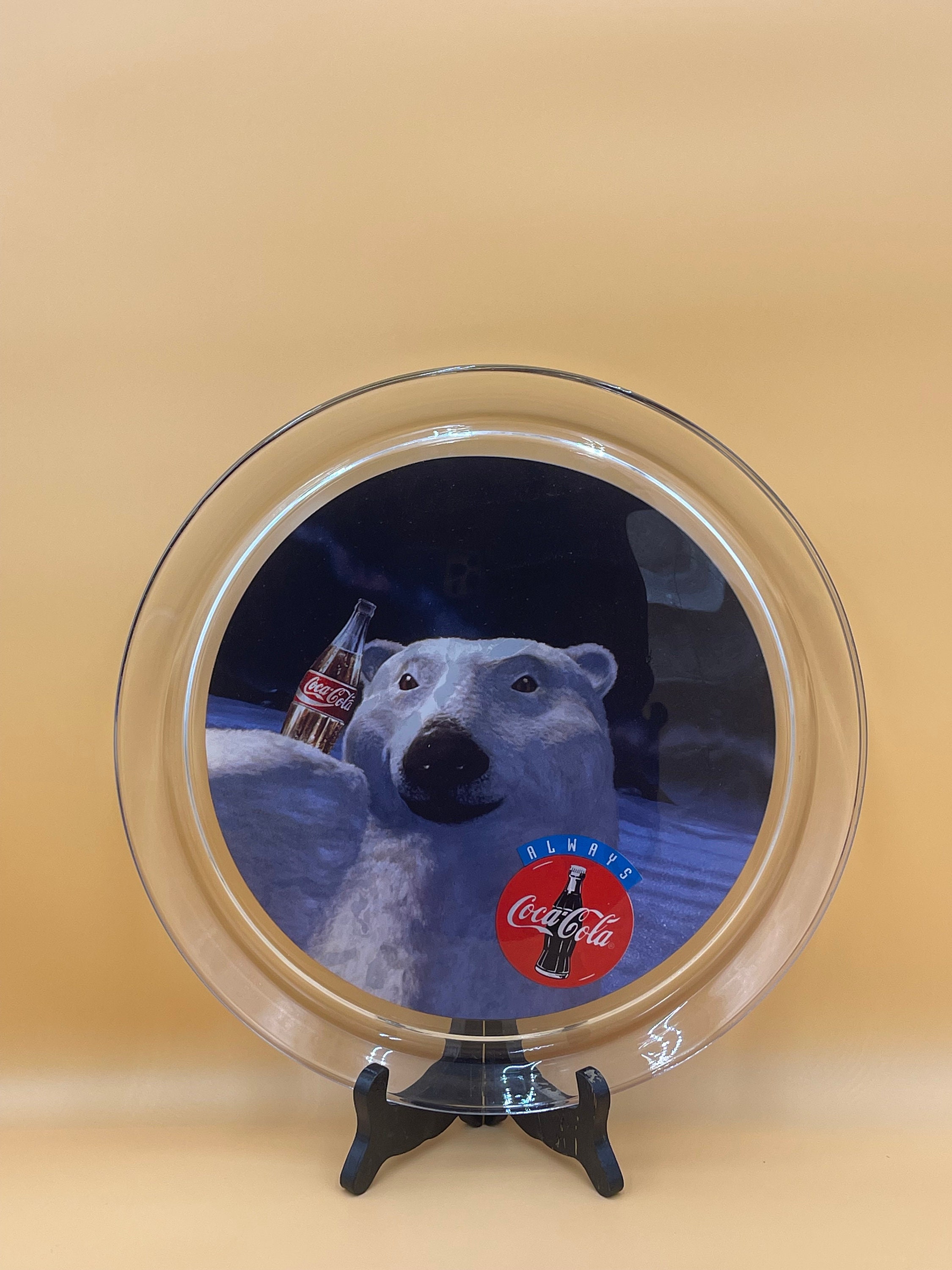 Vintage 1995 Coca Cola Coke Platter Polar Bear Glass Bottle 13" Platter - Etsy