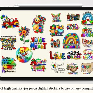 Autism Awareness Digital Sticker Bundle, Planner Stickers for Goodnotes ...
