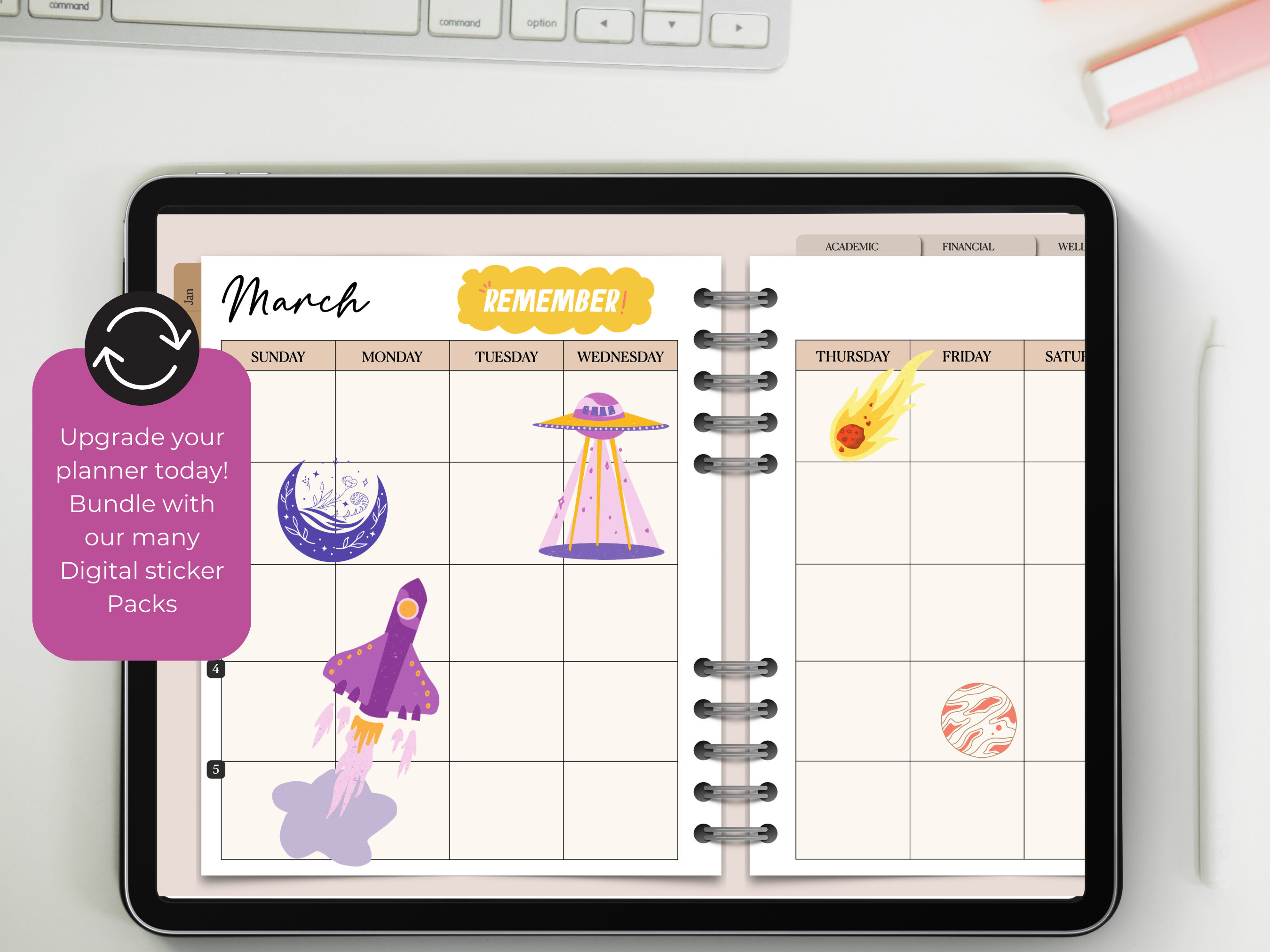 Galaxy Space Elemental Designs, Galaxy Digital Planner Stickers ...