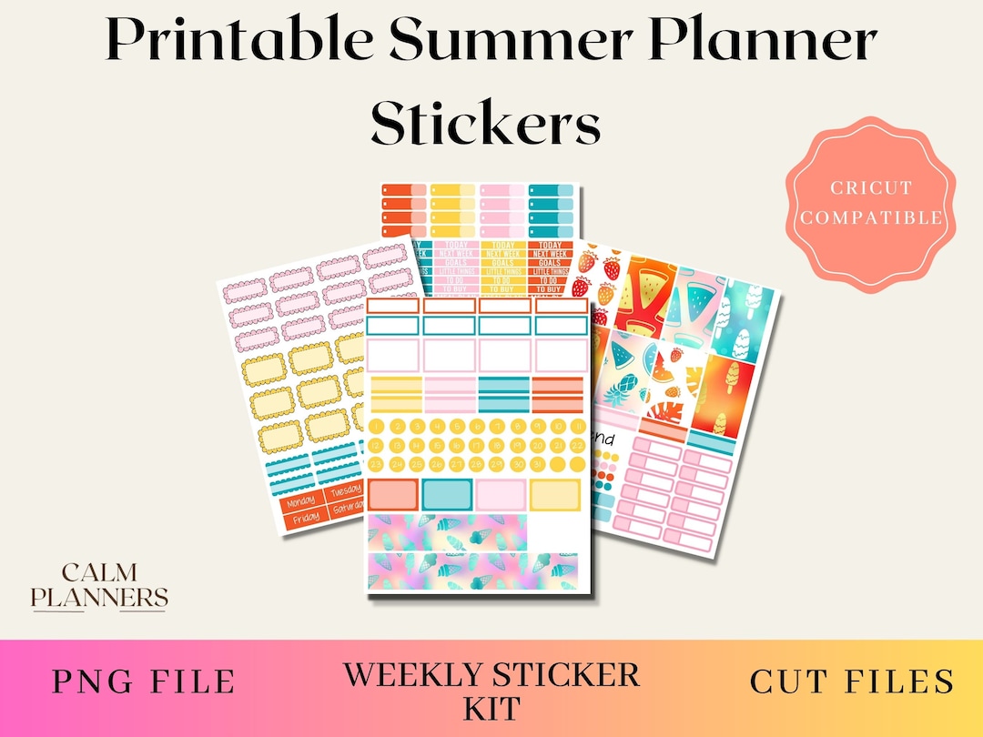 2023 Printable Bundle, Summer Sticker Pack, Month Planner Bundle ...