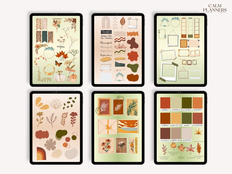 Autumn Vision Board Starter Kit, Digital Stickers for Planners, Daily ...