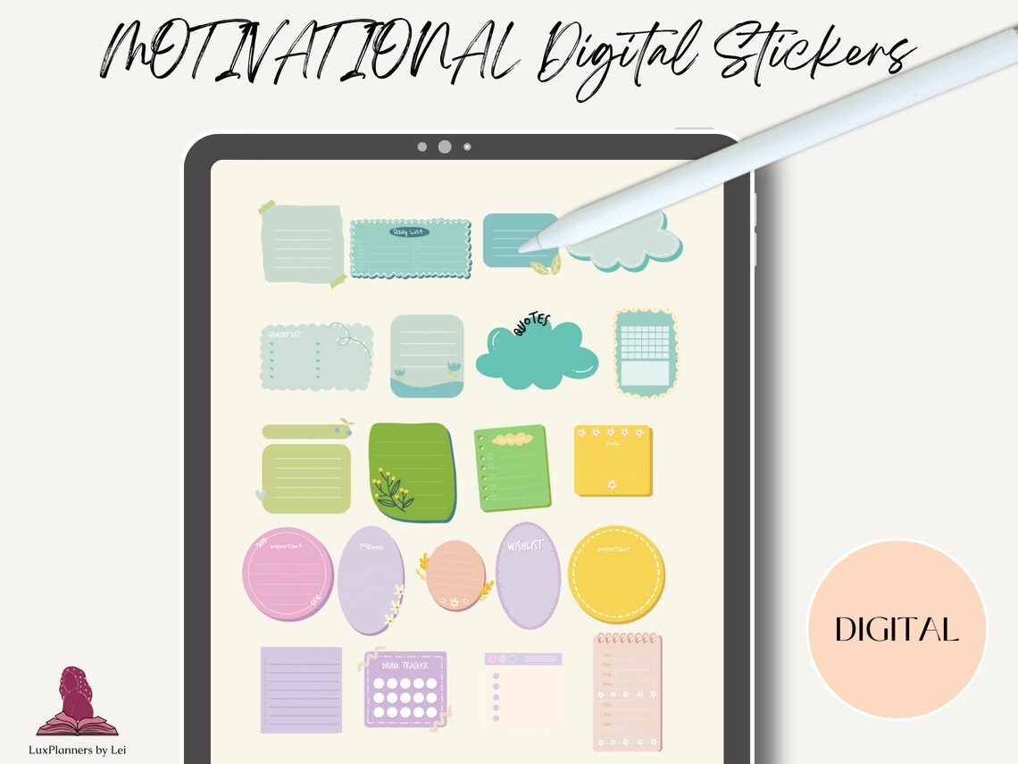 Motivational Digital Stickers, Motivating Digital Stickers, Colorful ...