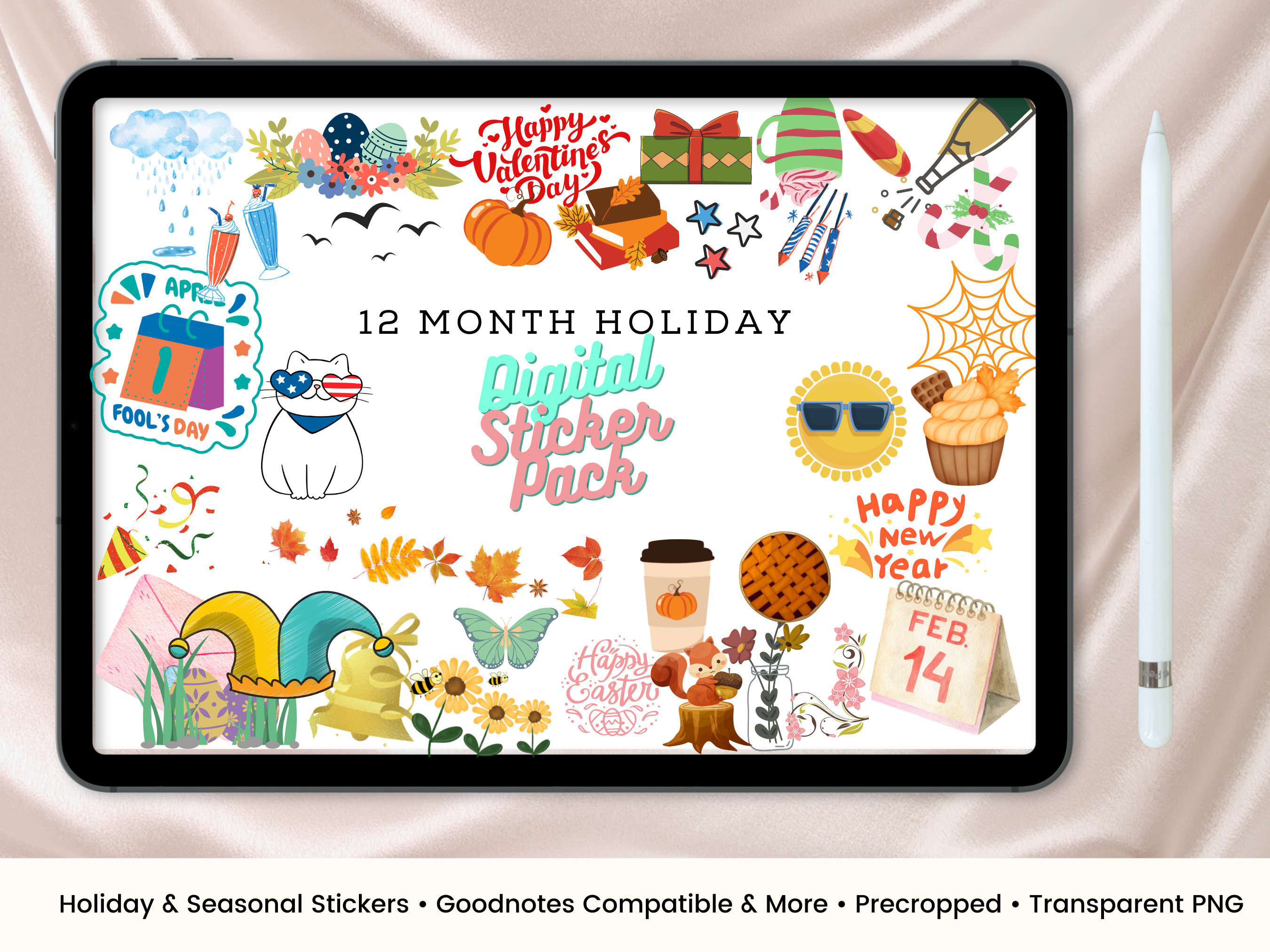 Yearly Holiday Goodnote Stickers Seasonal Digital Stickers - Etsy
