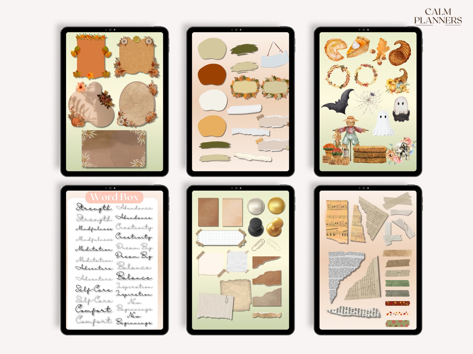 Autumn Vision Board Starter Kit, Digital Stickers for Planners, Daily ...