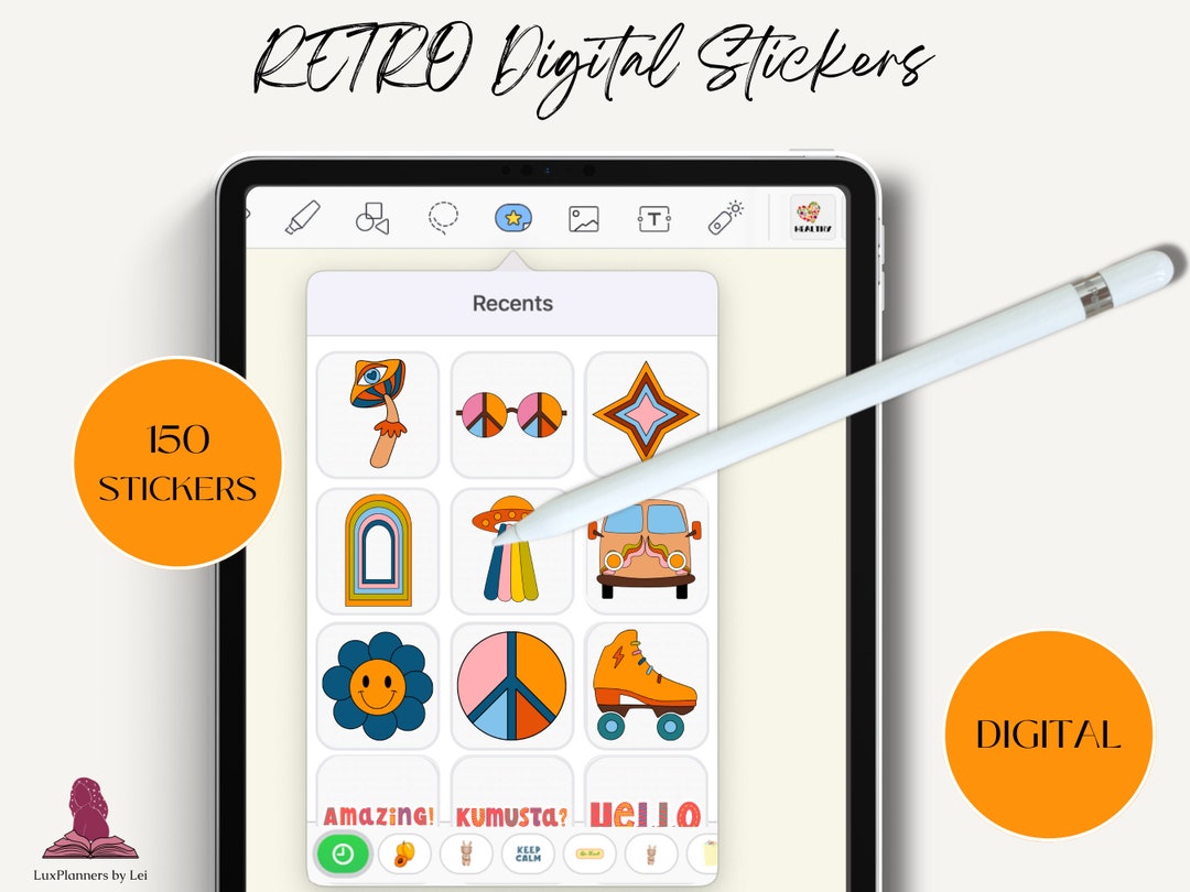 Retro Planner Widget, Groovy Retro Stickers, Groovy Stickers Packs ...