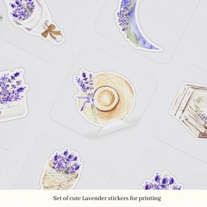 Purple Lavender Stickers, Bundle Printables, Flowers Stickers Pack ...