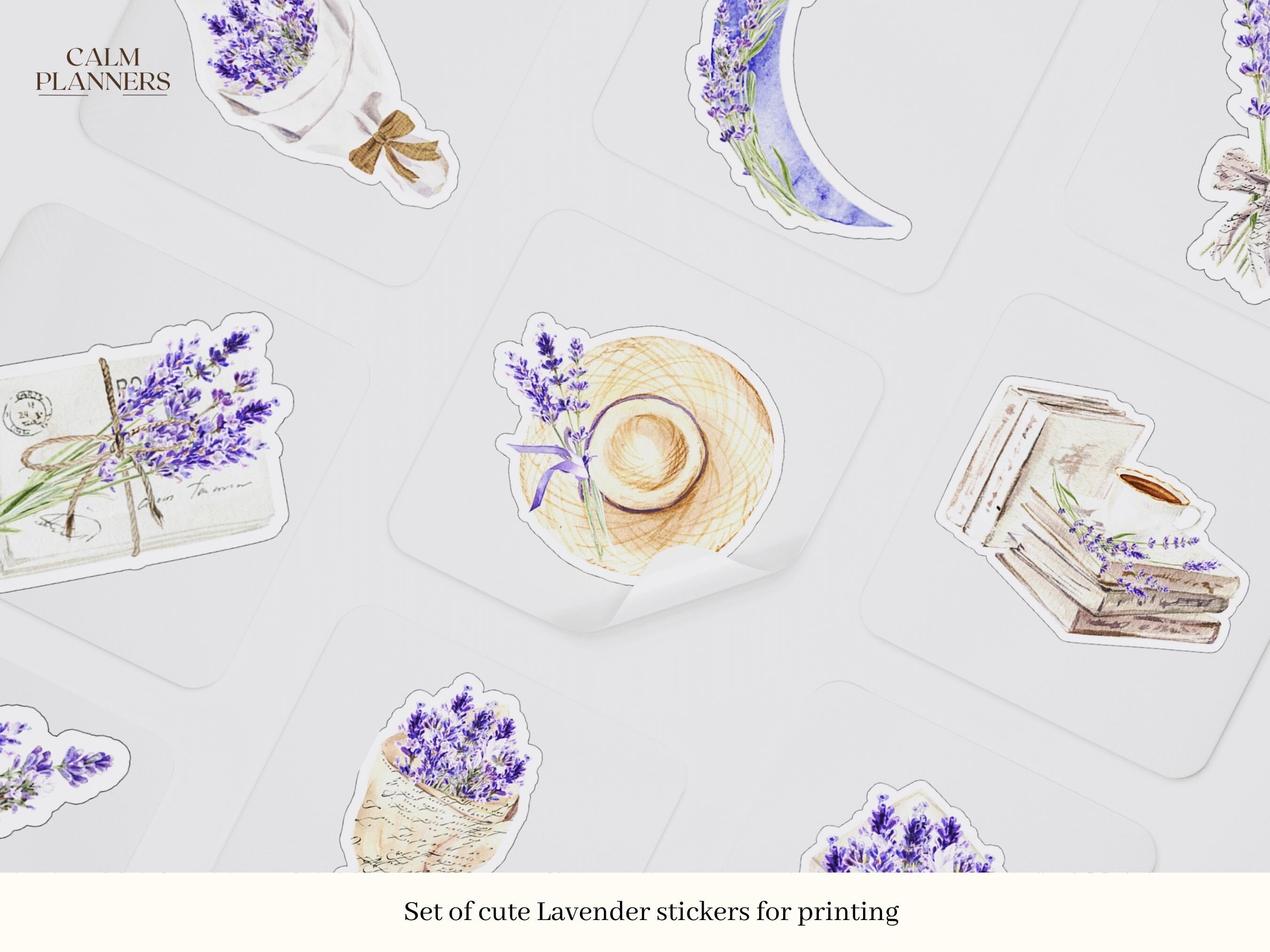 Purple Lavender Stickers, Bundle Printables, Flowers Stickers Pack ...