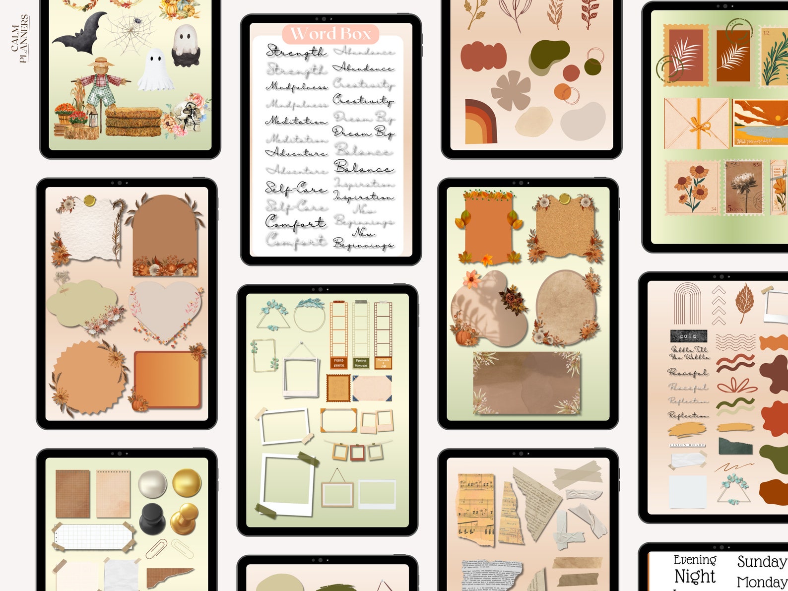 Autumn Vision Board Starter Kit, Digital Stickers for Planners, Daily ...