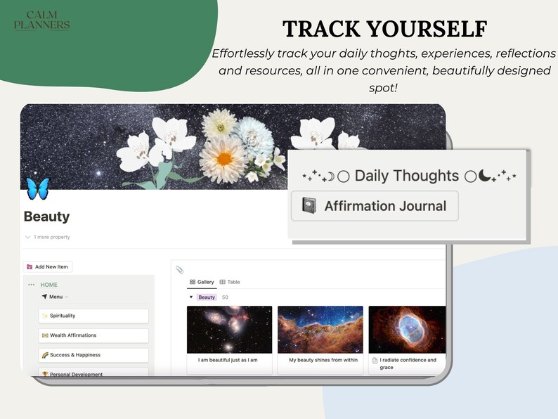 Notion Affirmation Template: Manifest & Plan, Aesthetic Dashboard ...