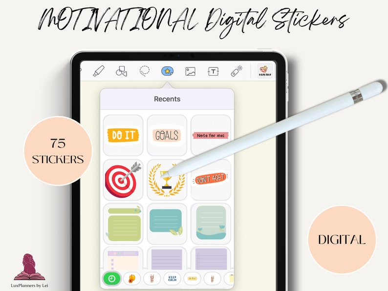 Motivational Digital Stickers, Motivating Digital Stickers, Colorful ...