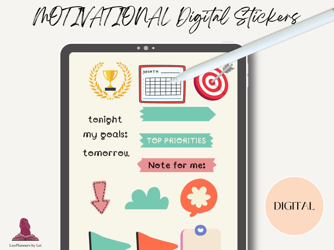 Motivational Digital Stickers, Motivating Digital Stickers, Colorful ...