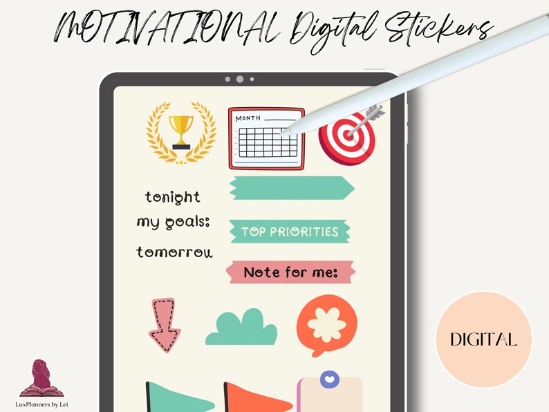 Motivational Digital Stickers, Motivating Digital Stickers, Colorful ...