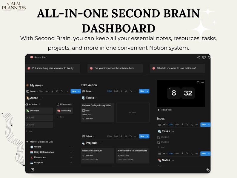 Notion Second Brain Template, Notion Dashboard, Notion Template 2023, Notion Planner, Notion All ...