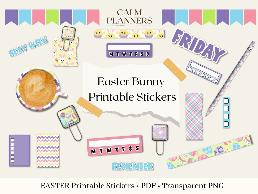 Easter Printable Planner Stickers, Weekly Sticker Kit, Easter Spring ...