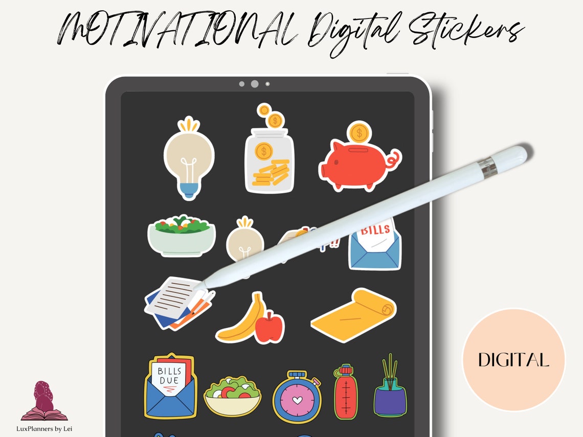 Motivational Digital Stickers, Motivating Digital Stickers, Colorful ...