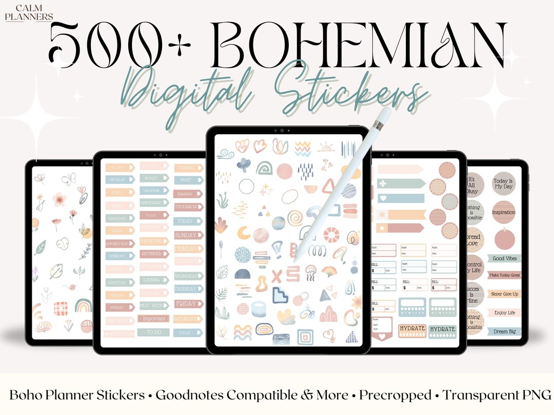 Boho Digital Planner Stickers, Boho Sticker Goodnotes, Goodnotes ...