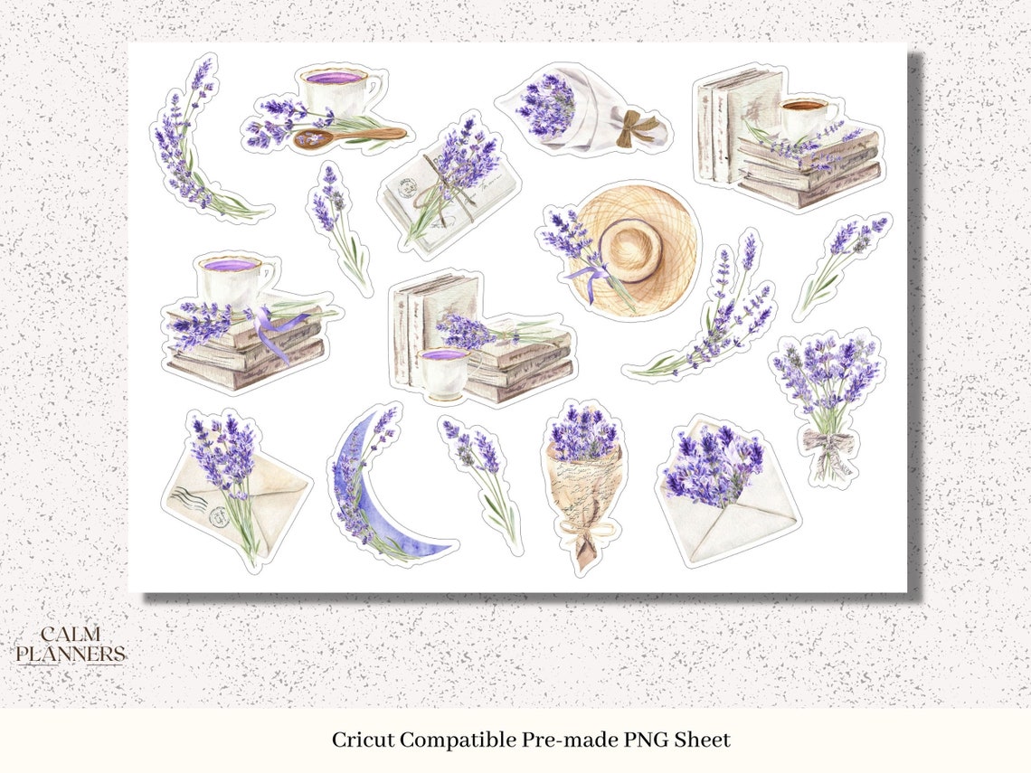 Purple Lavender Stickers, Bundle Printables, Flowers Stickers Pack ...