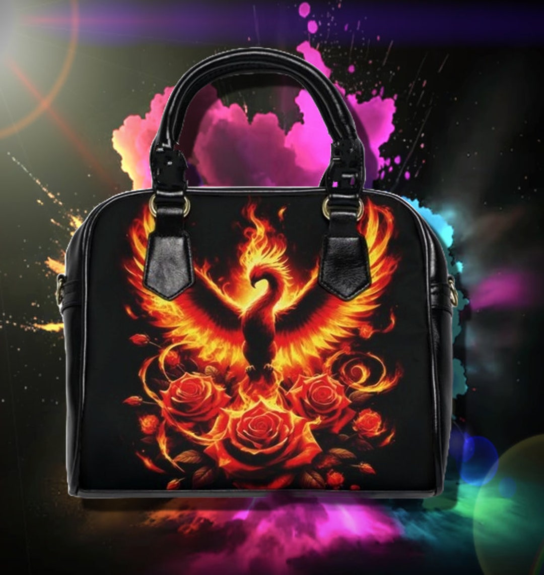 Flaming Phoenix and Roses Original Art Ladies Shoulder Handbag - Etsy