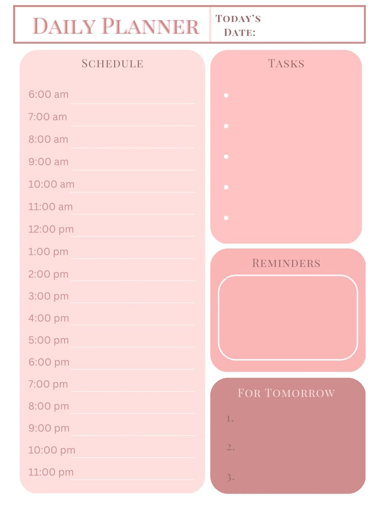 Pink Daily Planner Digital and Printable - Etsy