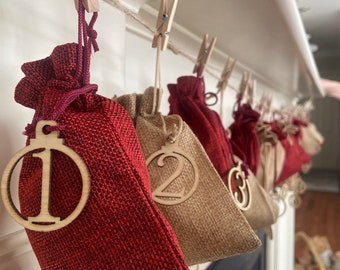 Advent Calendar Bags Numbered Christmas Sack 1 24 Advent - Etsy UK