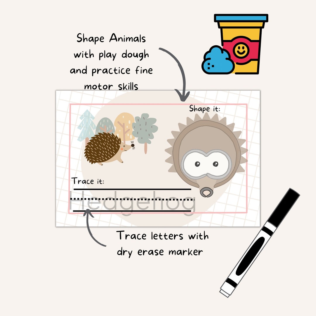 Forest Animals Writing Cards, Play Dough Activity Mat, Printable Forest ...