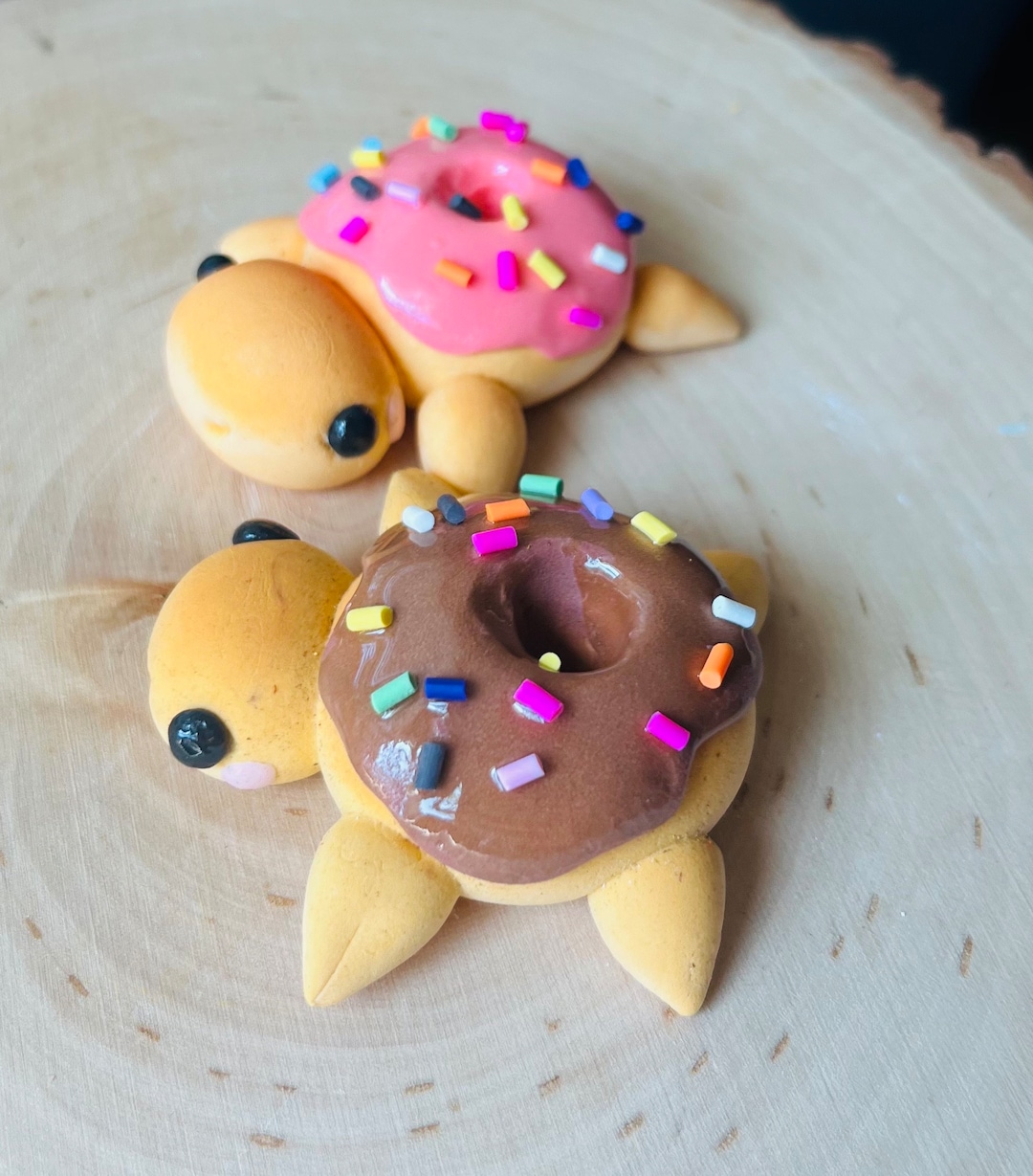 Whimsical Donut Clay Figure,adorable Turtle Sculpture,desk Buddy ...