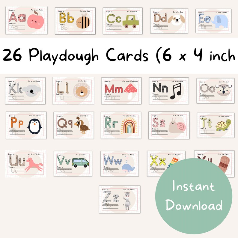 Alphabet Writing Cards, Playdough Mat, Letter Tracing, Preschool ...