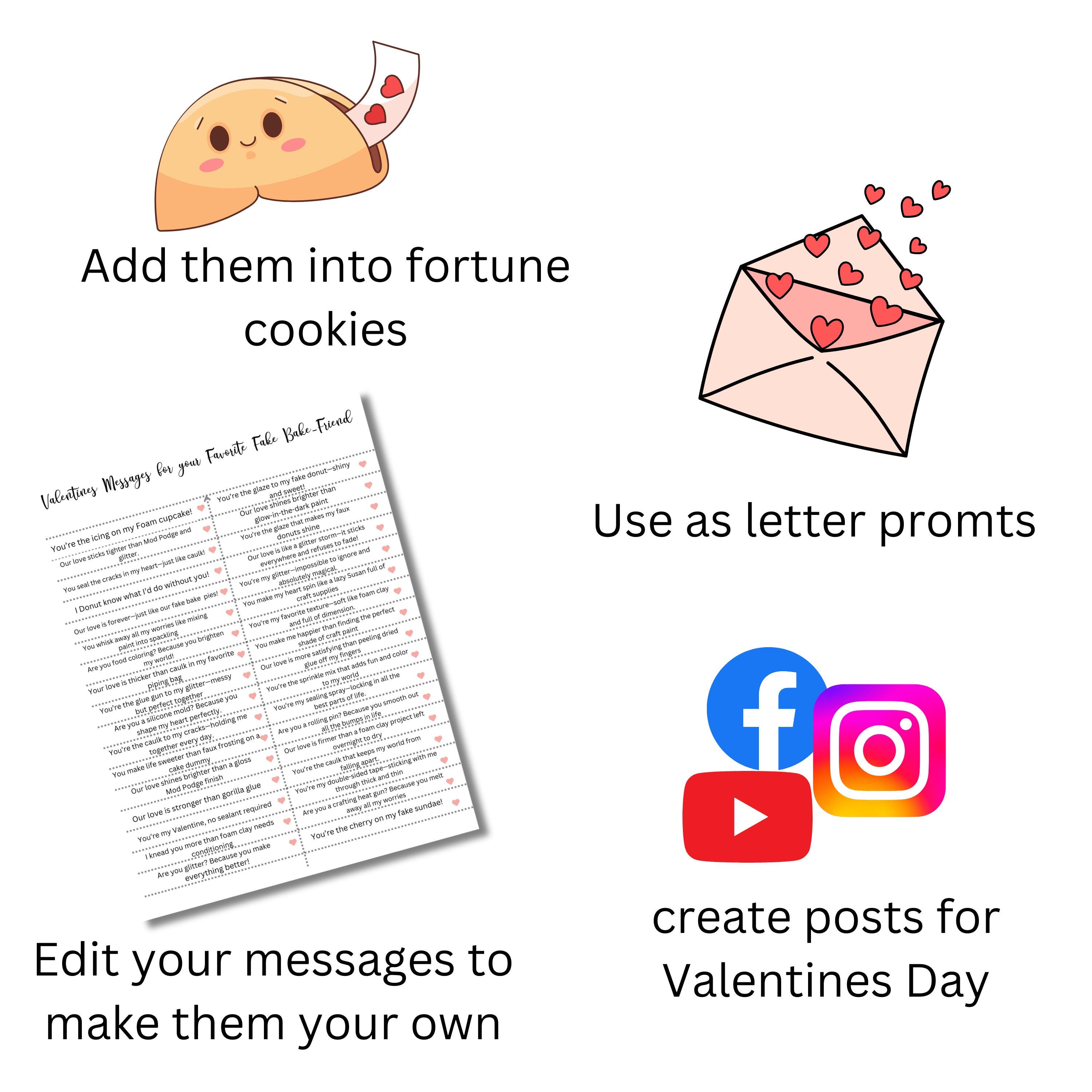 Valentines Messages for Fake Bakers, Fortune Cookies, Template, Vday ...