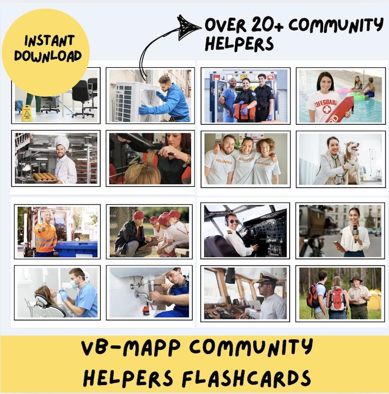 VB-MAPP Community Helpers Printable Flashcards - Etsy Australia